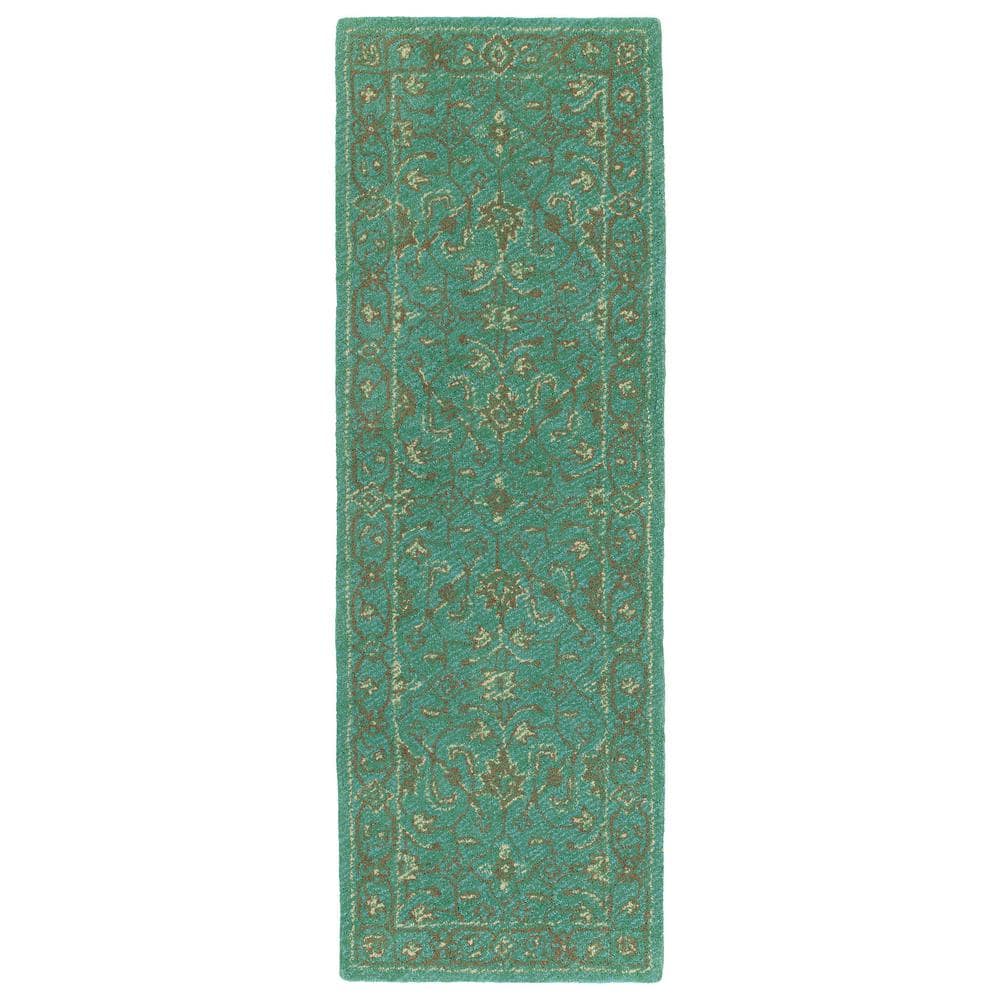 Kaleen Weathered Turquoise 3 ft. x 10 ft. Indoor/Outdoor Runner Rug ...