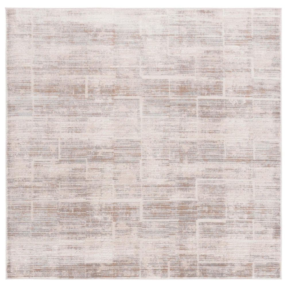 SAFAVIEH Whisper 7 ft. x 7 ft. Beige/Light Beige Distressed Abstract ...