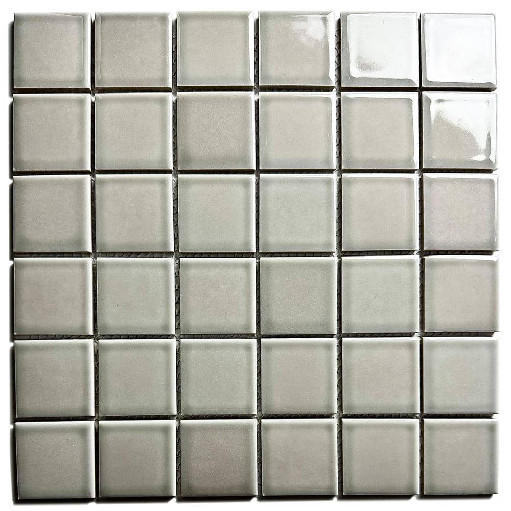 ABOLOS Monet Pebble Gray 12 in. x 12 in. Square Porcelain Mosaic Wall ...