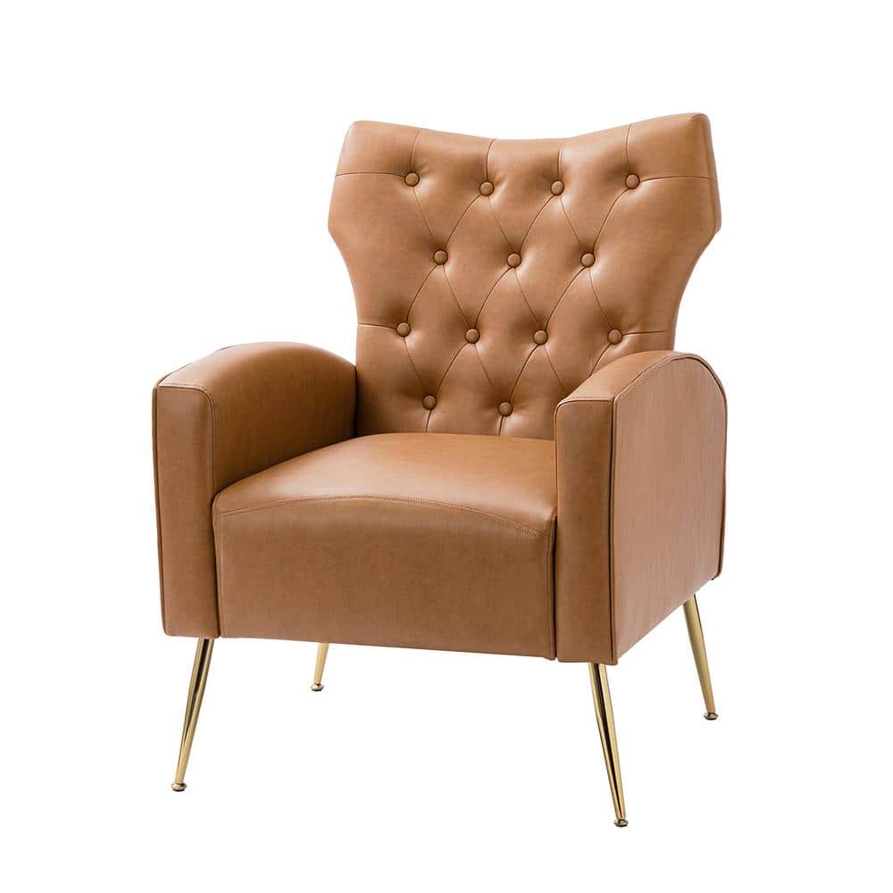 JAYDEN CREATION Actaeon Camel Accent Armchair with Button Tufted Back ...