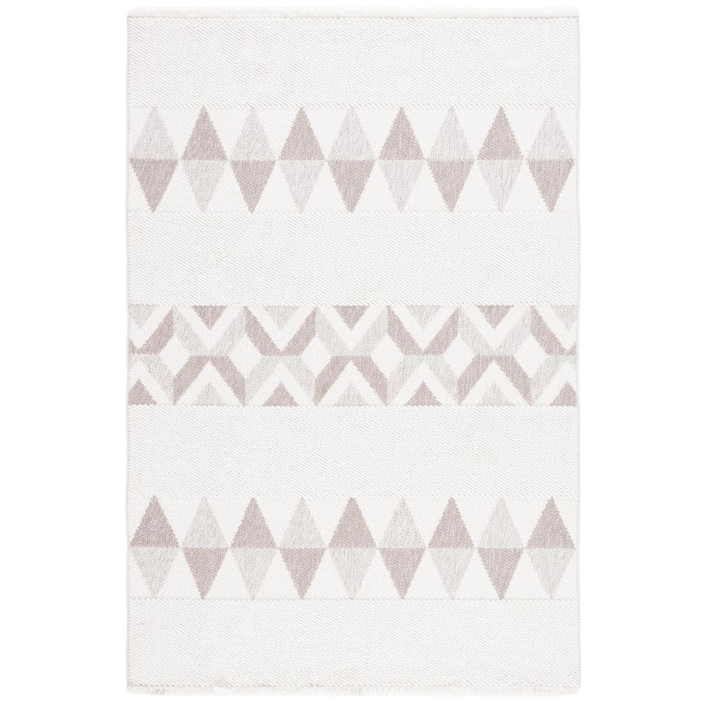 SAFAVIEH Lotus 4 ft. x 6 ft. Ivory/Beige Diamond Geometric Area Rug ...