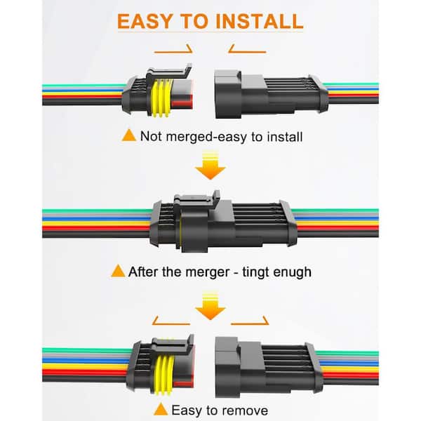 Lukyamzn 6-Pin Electrical 16 AWG 6-Wire Connector Waterproof Male and ...