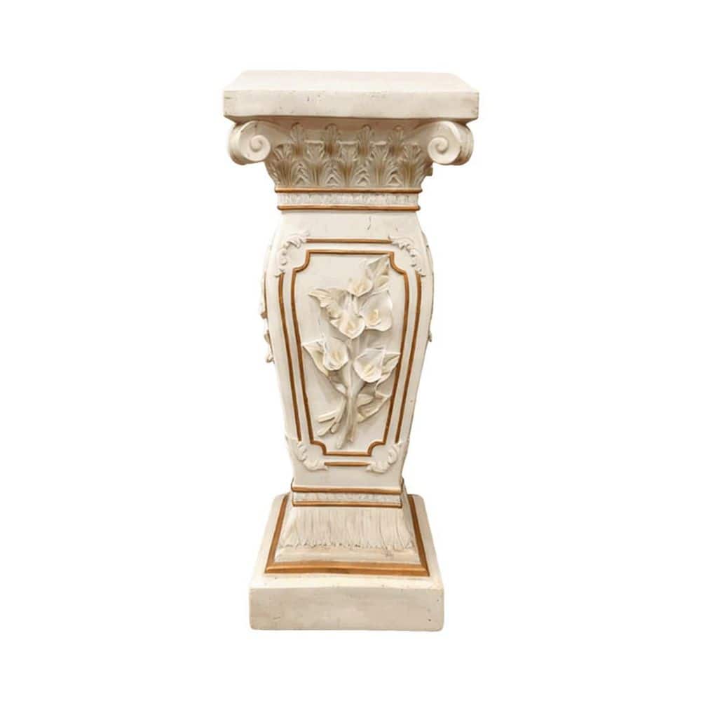 VAMOP 22.05 in. White Resin European Floral Carved Roman Column ...