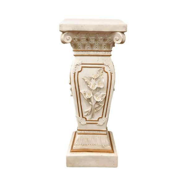 VAMOP 22.05 in. White Resin European Floral Carved Roman Column ...