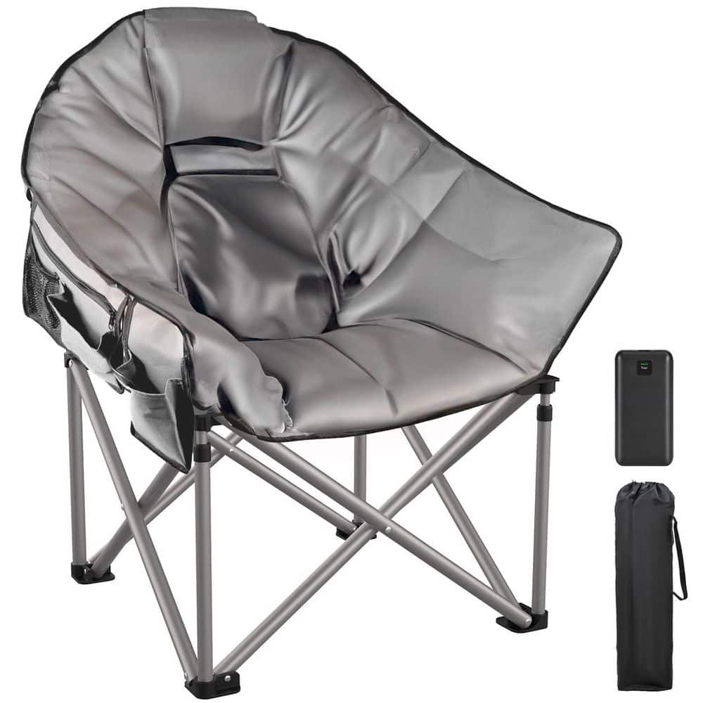 Justincity Gray Heated Camping Chair with Dual Heating Zones and 3 ...