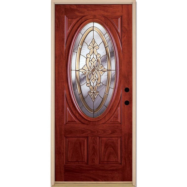 Feather River Doors 37.5 in. x 81.625 in. Silverdale Brass 3/4 Oval ...