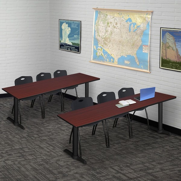 Regency Cain 84 in x 24 in. Mahogany T-Base Training Seminar Table Desk ...