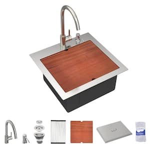 Dcolora 15" Workstation Drop In Bar Sink Outdoor Kitchen Sink Stainless ...