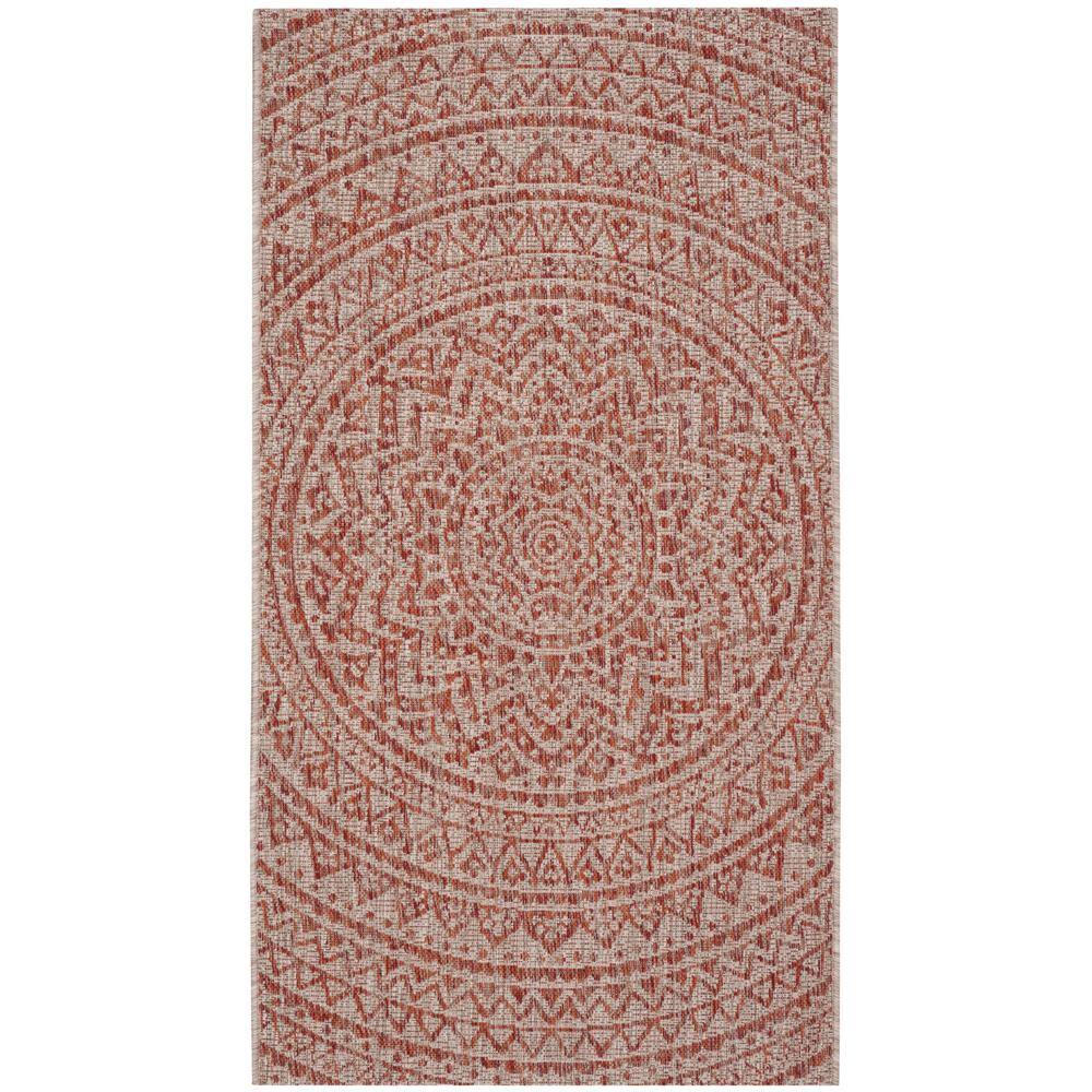 SAFAVIEH Courtyard Light Beige/Terracotta Doormat 2 ft. x 4 ft ...