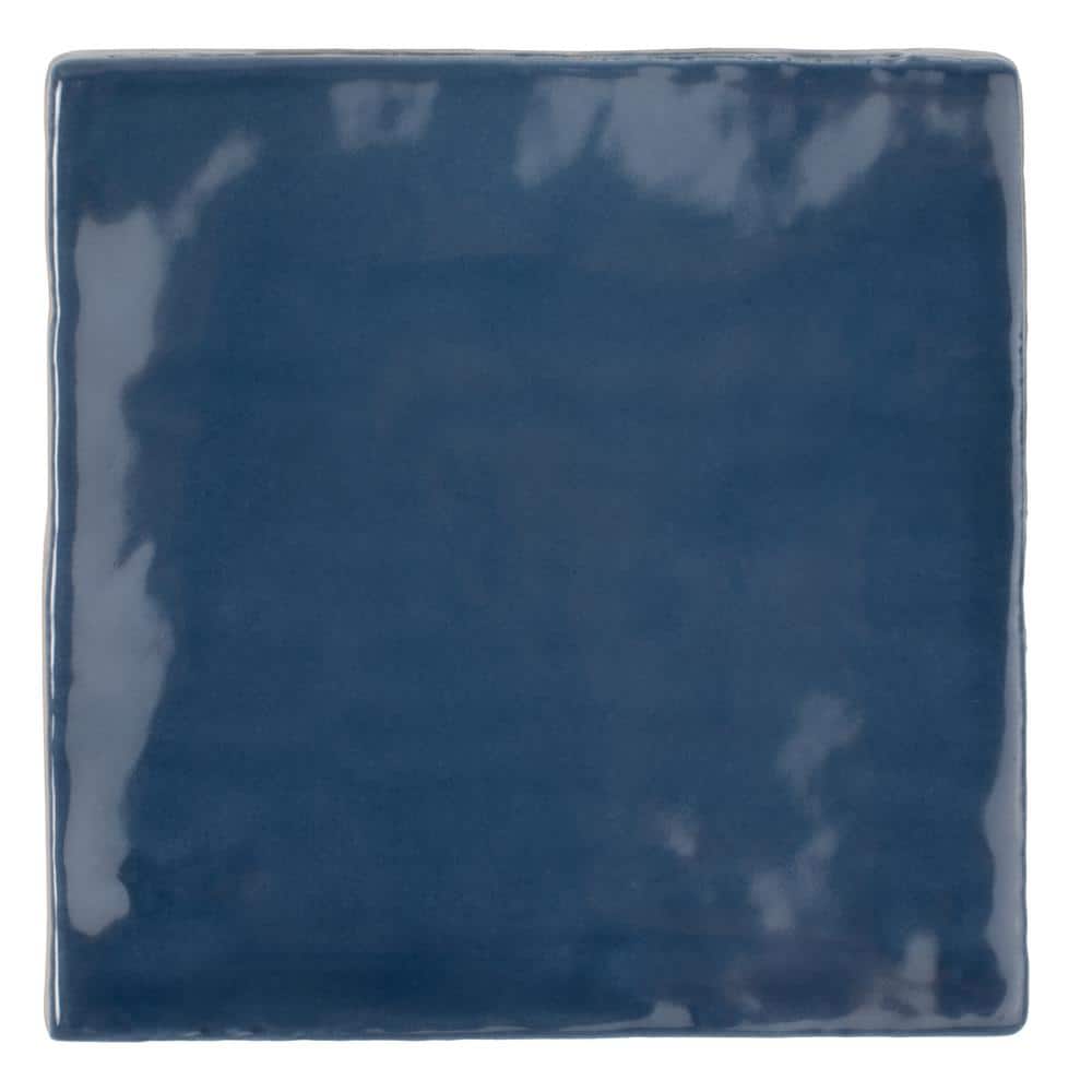 Apollo Tile Silken Blue 3.94 in. x 3.94 in. Glossy Ceramic Square Wall ...
