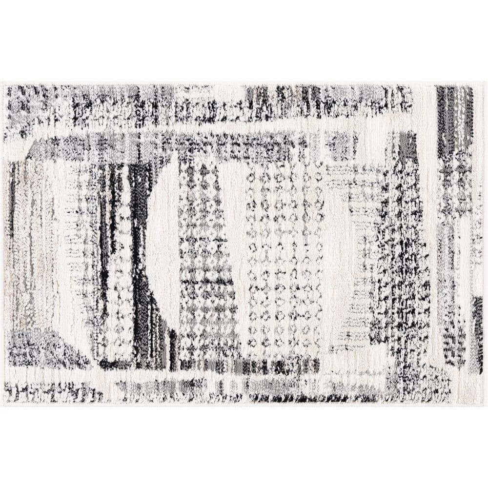 Tayse Rugs Alpha Gray 2 ft. x 3 ft. Abstract Indoor Area Rug ALH1509 ...