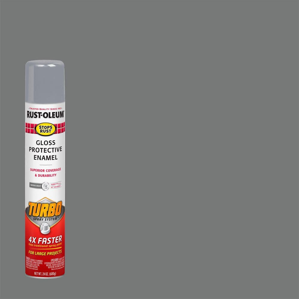 Rust-Oleum Stops Rust 24 oz. Turbo Spray System Gloss Smoke Gray Spray Paint (Case of 6) 393377 ...