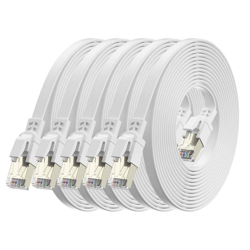 EKIEUDL 6 ft. RG6 Shielded Gold Plated Cat 8 Cable Wire-White ...