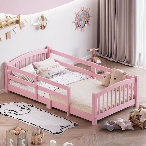 Noble House Valero Pink Wood Frame Floor Bed Twin Size Platform Bed ...
