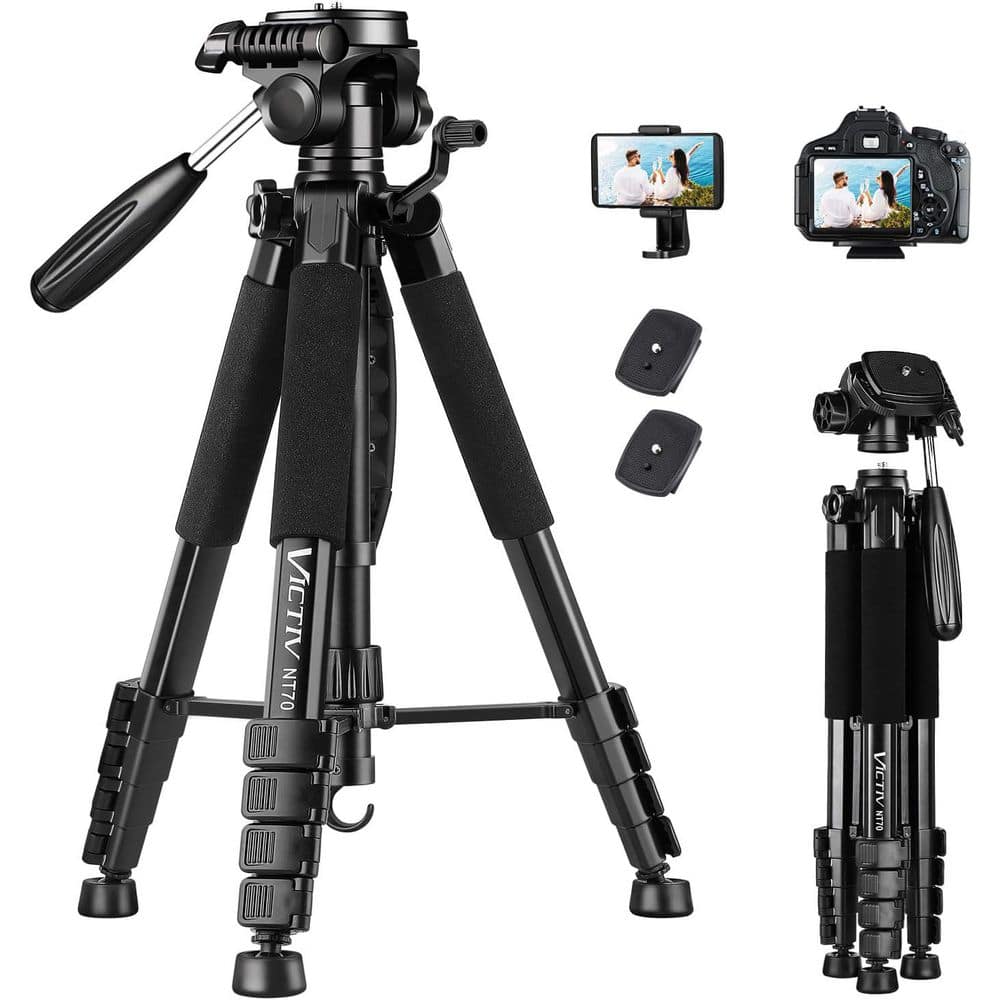 Lukyamzn Tripod for Camera and Phone Aluminum Heavy Duty with Carry Bag ...