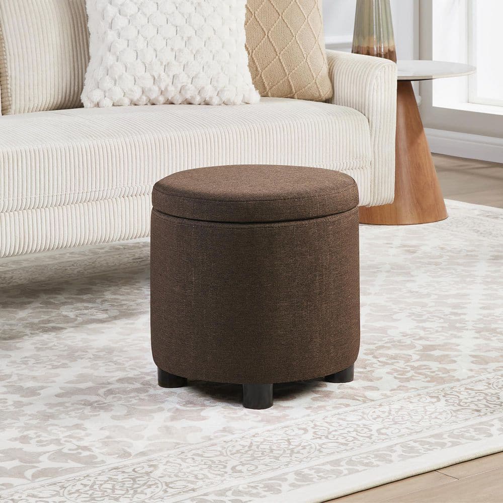 Convenience Concepts Designs4Comfort Medium Brown Fabric Round Accent ...
