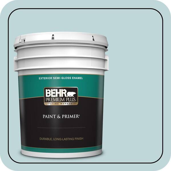 BEHR PREMIUM PLUS 5 gal. #S450-2 Wind Speed Semi-Gloss Enamel Exterior ...