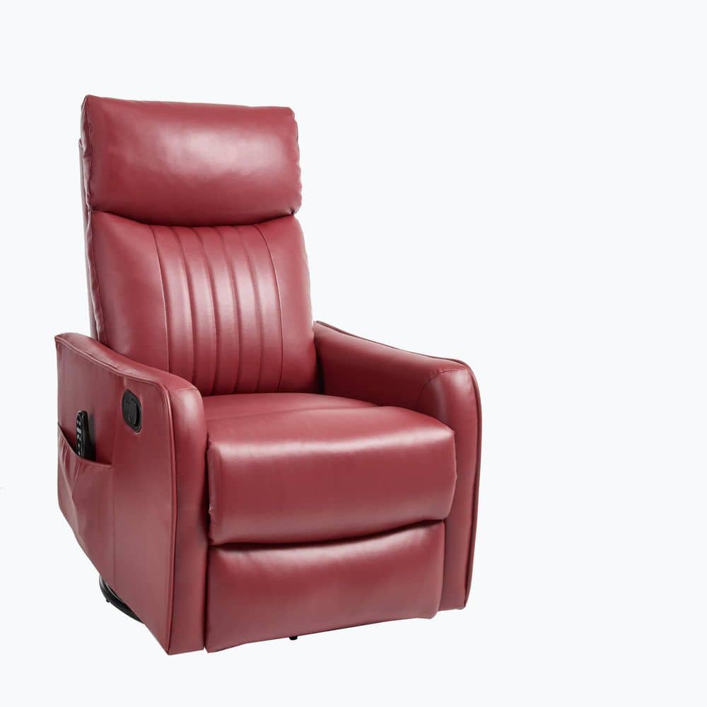 Clihome Red Manual Recliner Chair with 360° Swivel Rocking Massage Heat ...