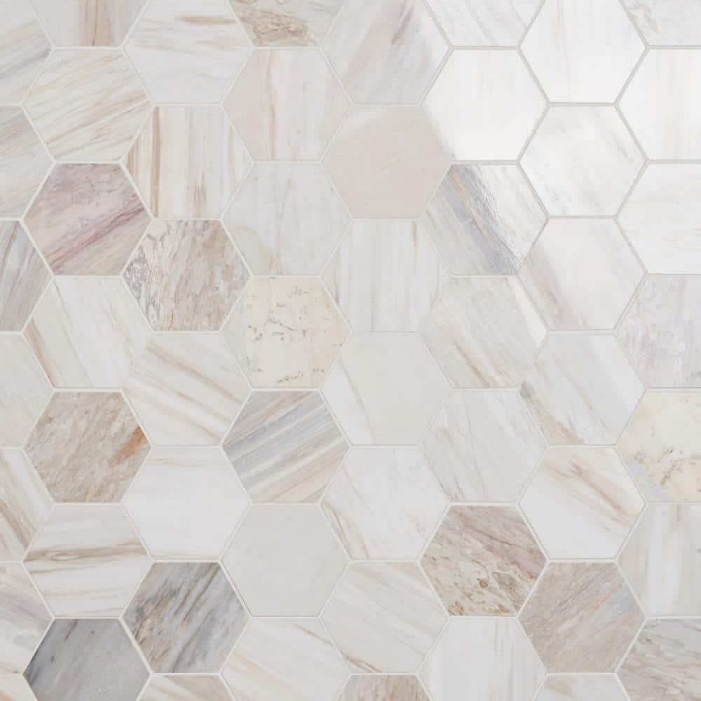 Ivy Hill Tile Sabbia Sand 10.39 in. x 12 in. Polished Marble Mosaic ...