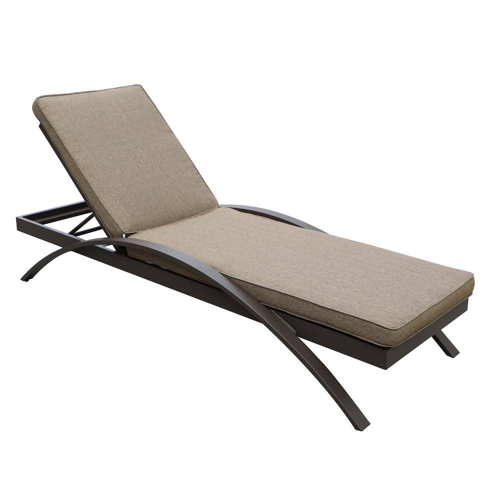 Zeus & Ruta Brown Aluminum Adjustable Outdoor Chaise Lounge Chair with ...