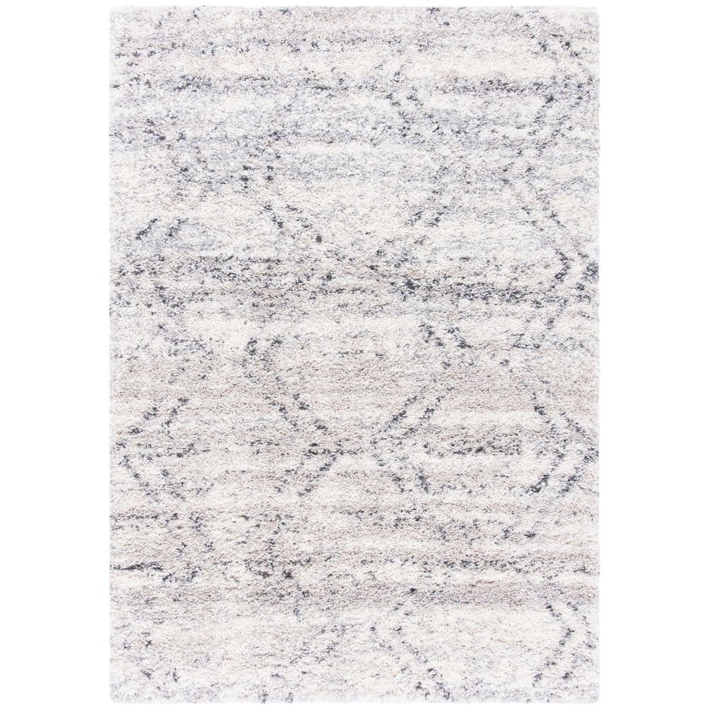 SAFAVIEH Fontana Shag 4 ft. x 6 ft. Ivory/Gray Zig-Zag Abstract Area ...