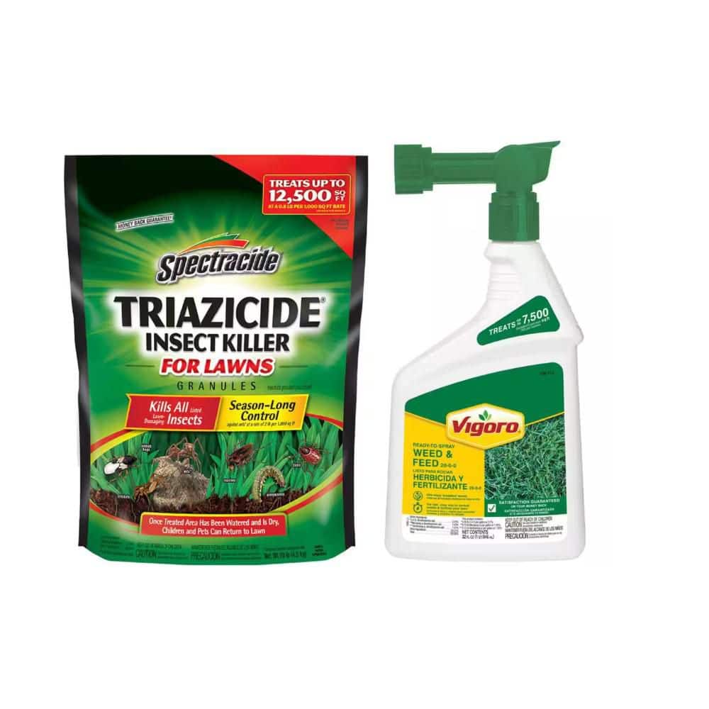 32 oz. Weed and Feed 7,500 sq. ft. and 10 lb. Triazicide Lawn Insect ...