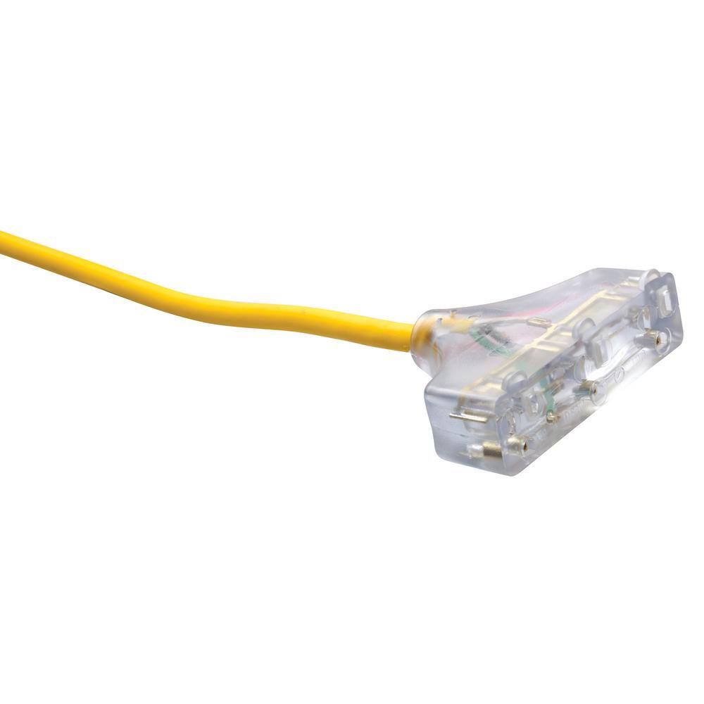 Southwire 25 ft. L 12/3 SJEOOW Yellow Outdoor Tri-Source Extension Cord ...