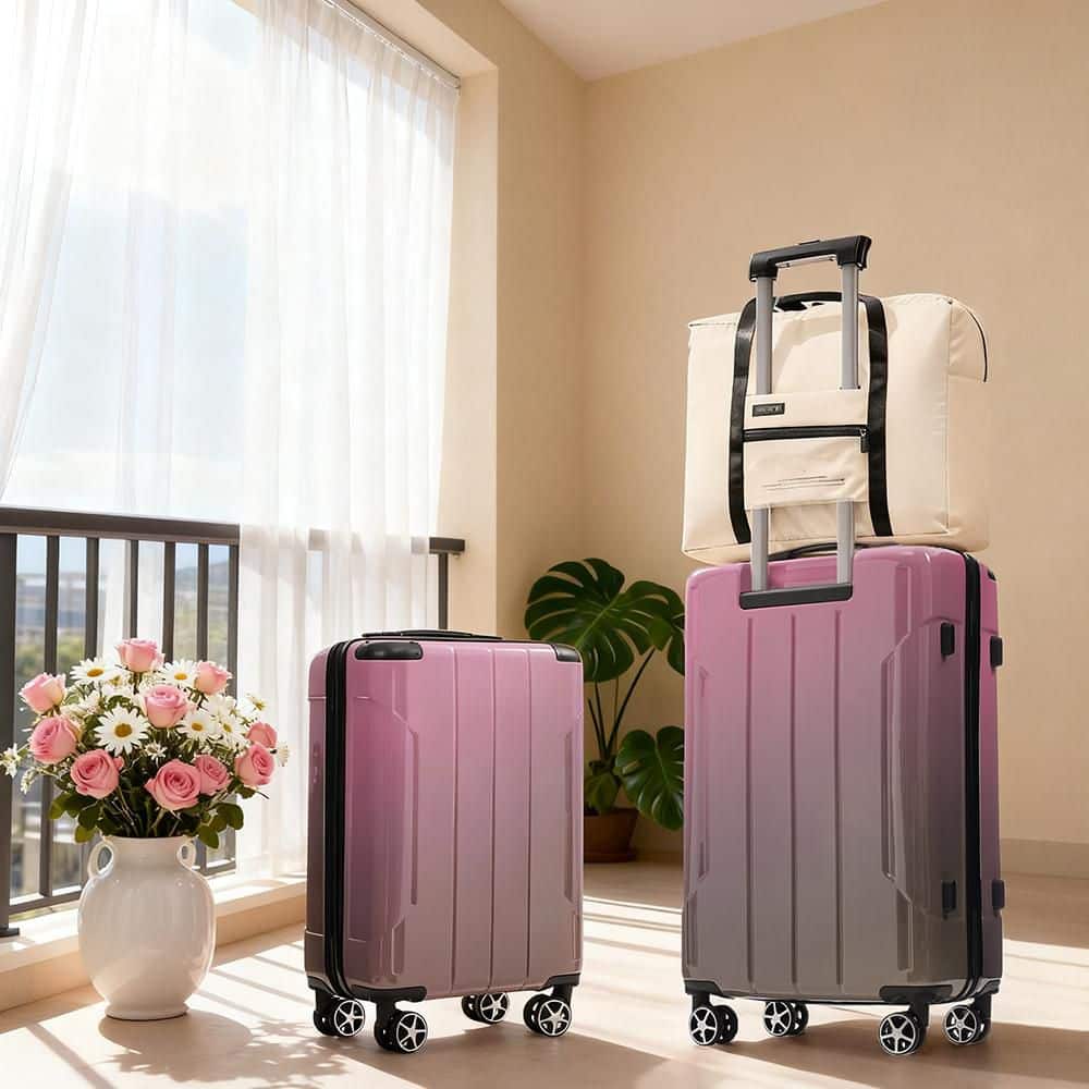 Merax 3 Bags 3-Piece Pink PC 20 in. 24 in. Hardside Luggage Set with ...