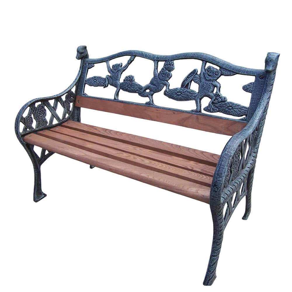 Garden Decorative Bench with Frog design HD6009-VGY - The Home Depot