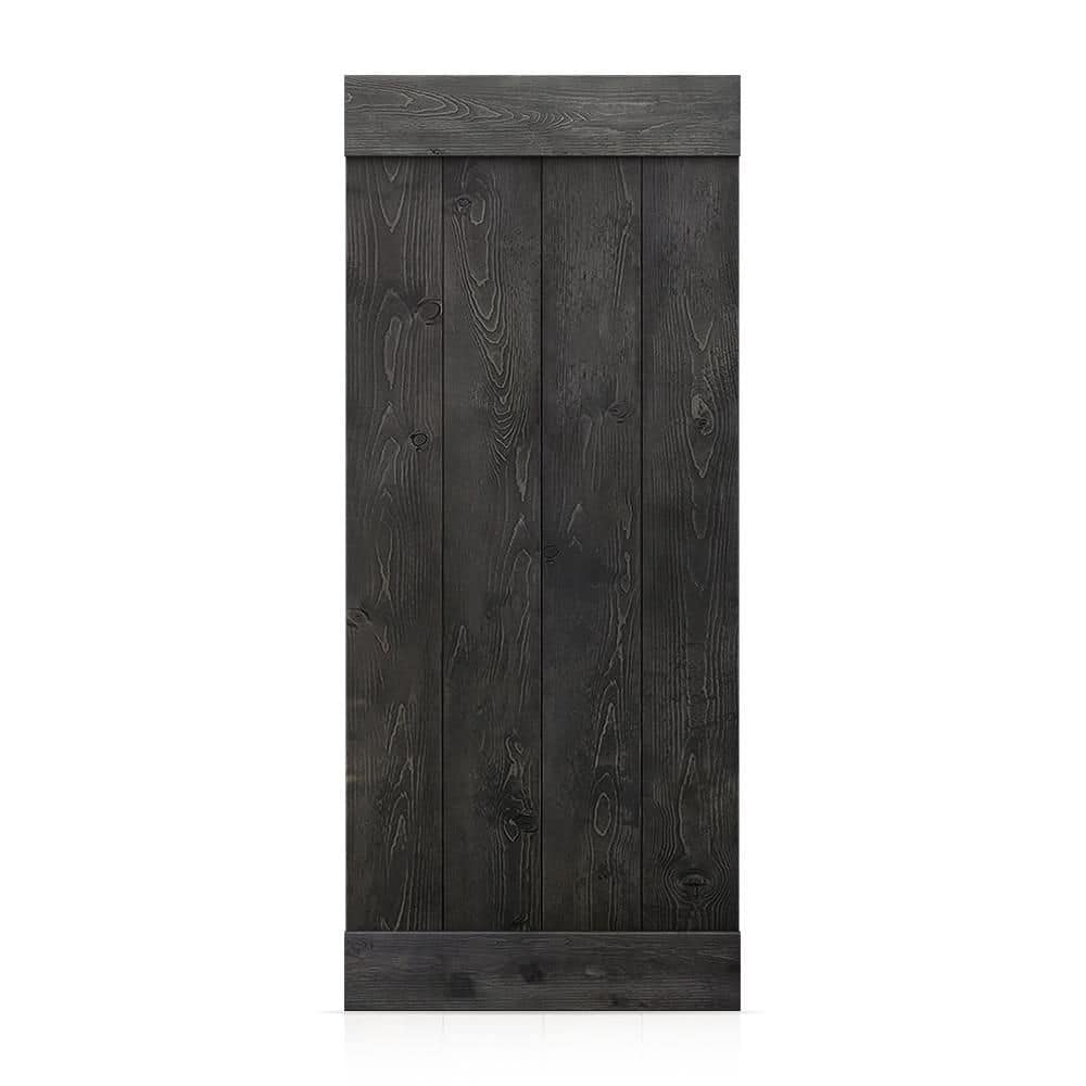 CALHOME 36 in. x 58 in. Charcoal Black Solid Pine Wood Bathroom Stall ...