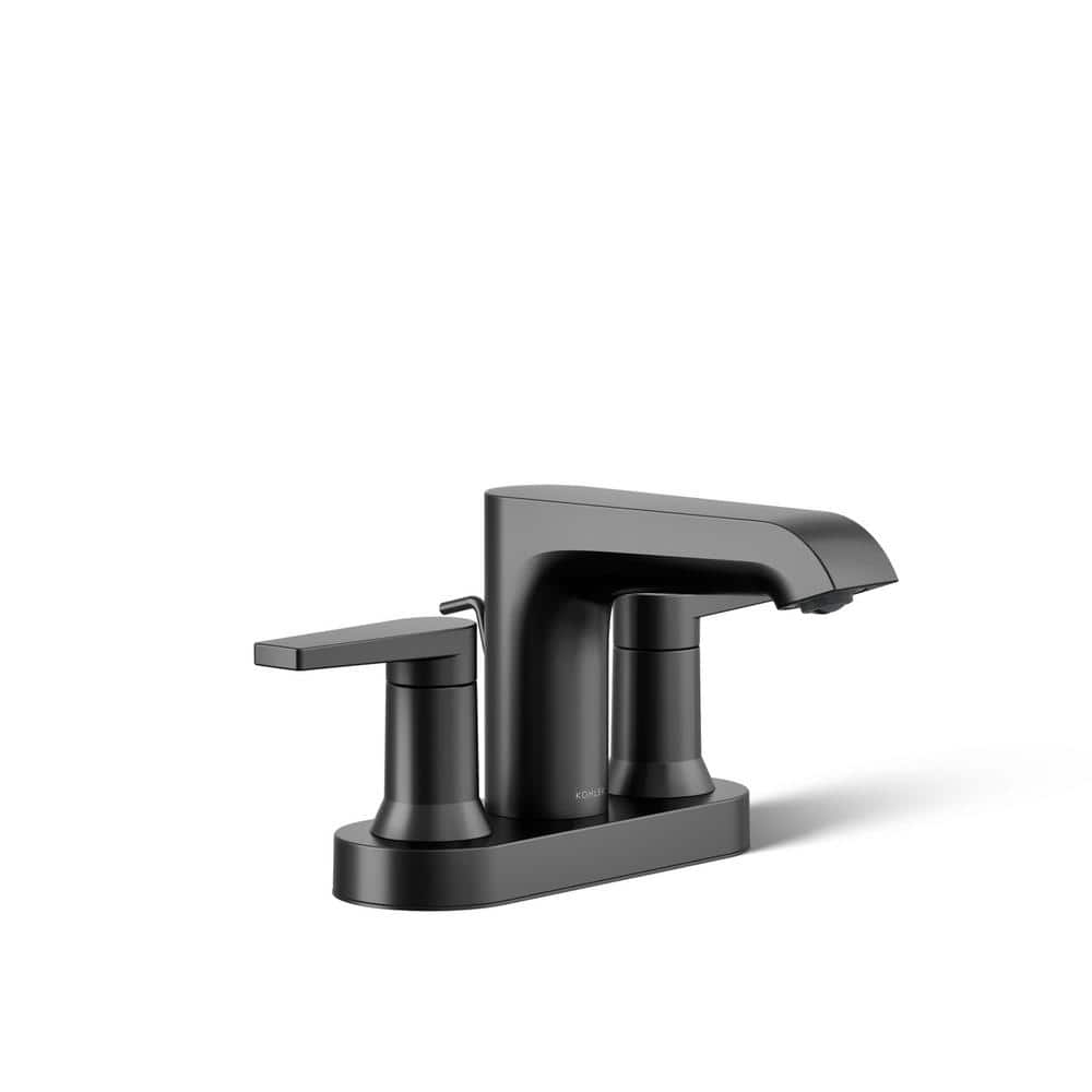 KOHLER Hint Double Handle 4 in. Centerset Bathroom Faucet in Matte Black 97094-4-BL - The Home Depot
