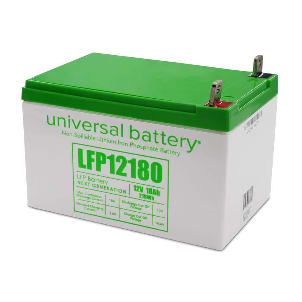 UPG 12.8-Volt 18 Ah Lithium LFP Rechargeable Battery with Nut & Bolt ...