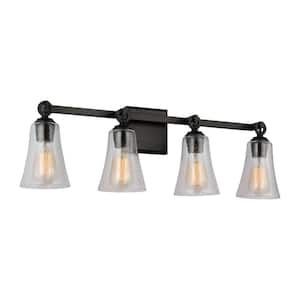 LNC Cellar Modern 32 in. Gunmetal Gray and Brass Vanity Light 4-Light ...