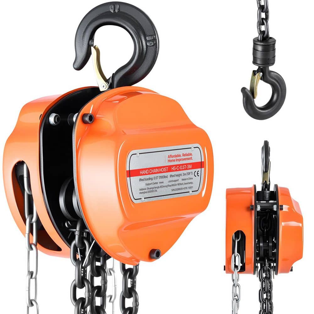 SKYSHALO 1/2 T Hand Chain Hoist, 1100 lbs. Capacity, Manual Chain Block ...
