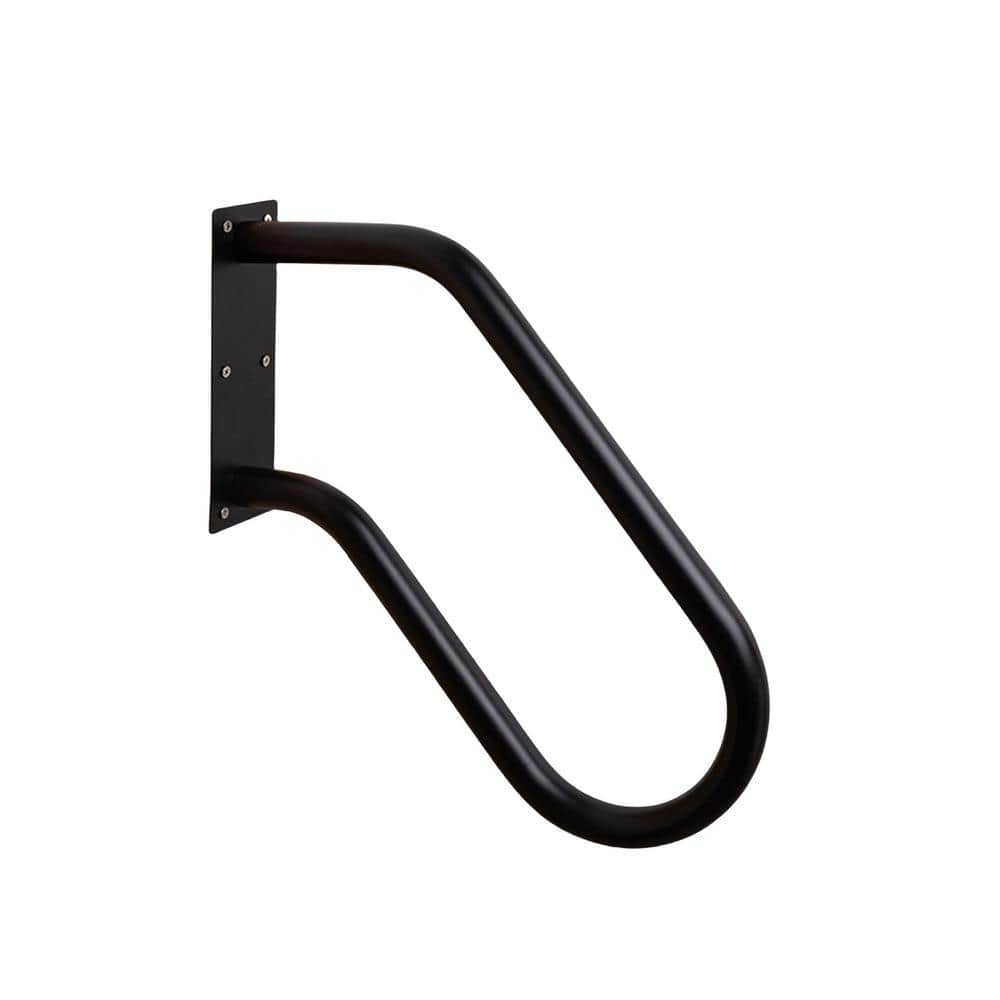 Angel Sar 1.475 ft. Black Metal 1-Step to 3-Step Handrail, Outdoor ...