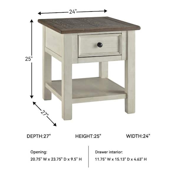 Signature DESIGN BY ASHLEY Bolanburg 24 in. White / Dark Brown ...