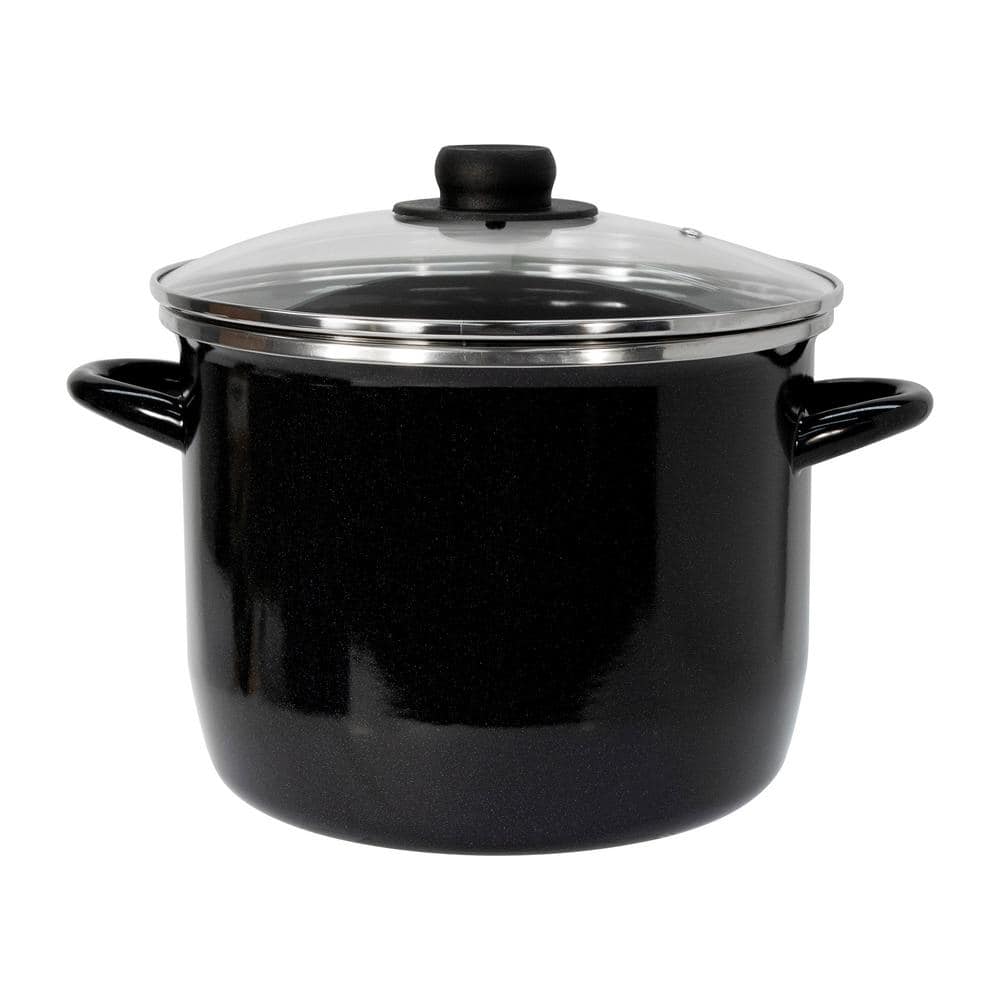EKCO EOS 8 qt. Enamel on Steel Stock Pot in Black with Lid 62088 - The ...
