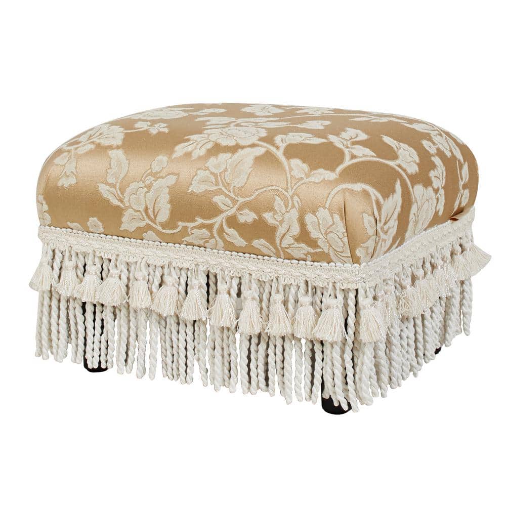 Jennifer Taylor Fiona Traditional Jacquard Decorative Footstool, Gold ...