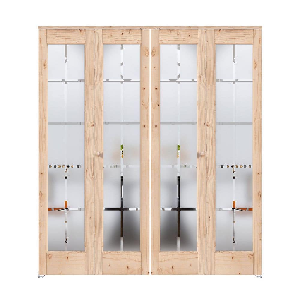 Fredbeck 48 in. x 80 in. 2-PACK Full-Lite Frosted Glass Unfinished ...