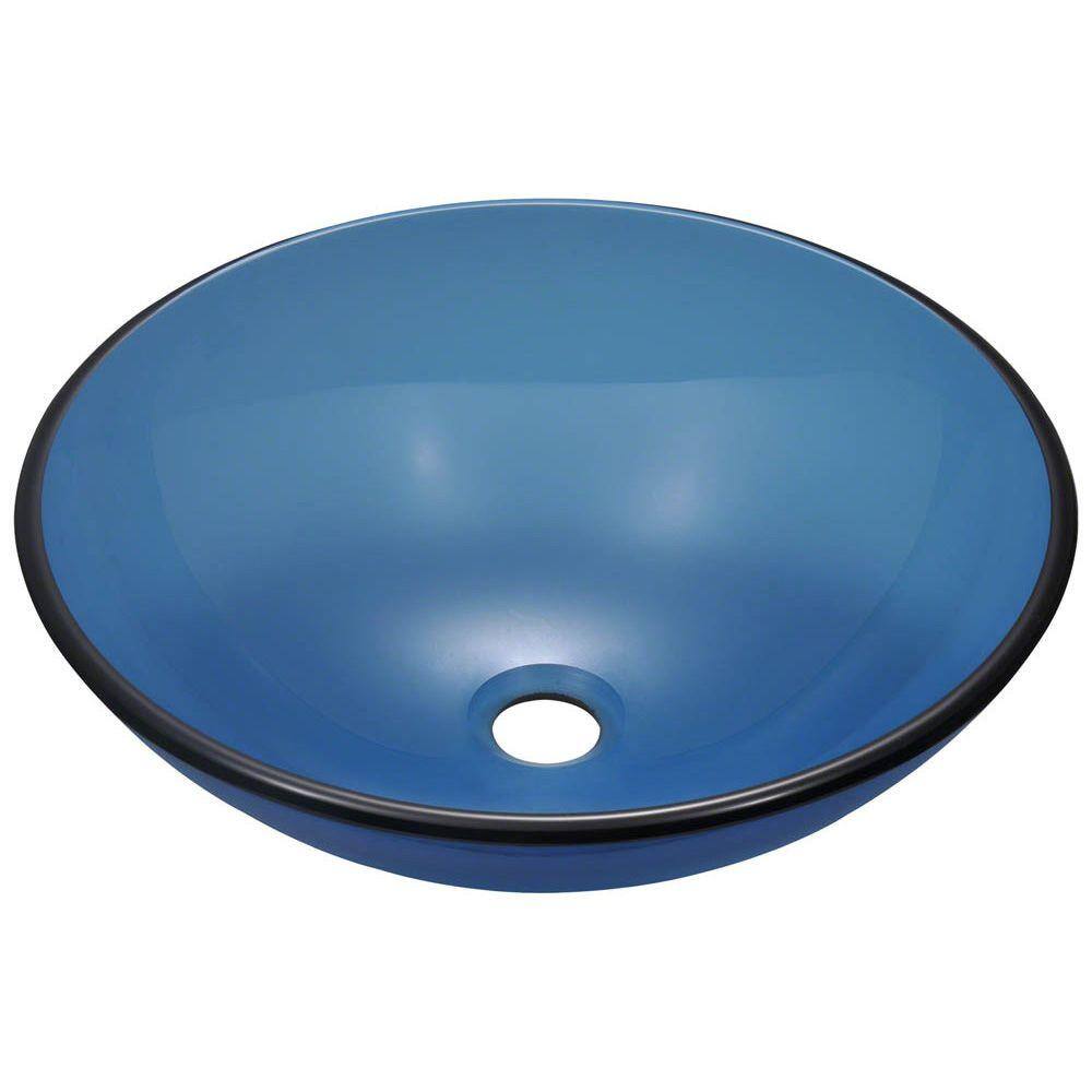 Polaris Sinks Glass Vessel Sink in Aqua-P106-Aqua - The Home Depot
