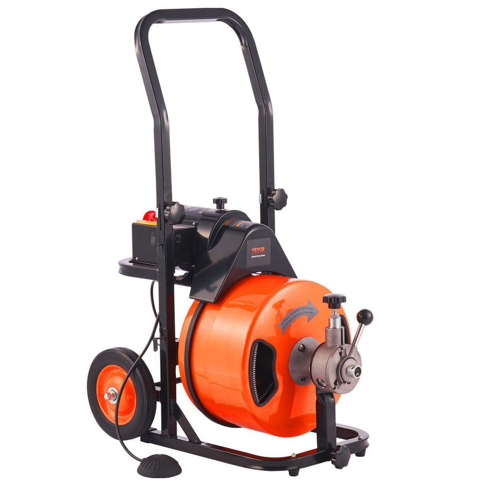 Tahanbath 100 ft. x 1/2 in. Drain Cleaner Machine-Orange and Black Auto ...