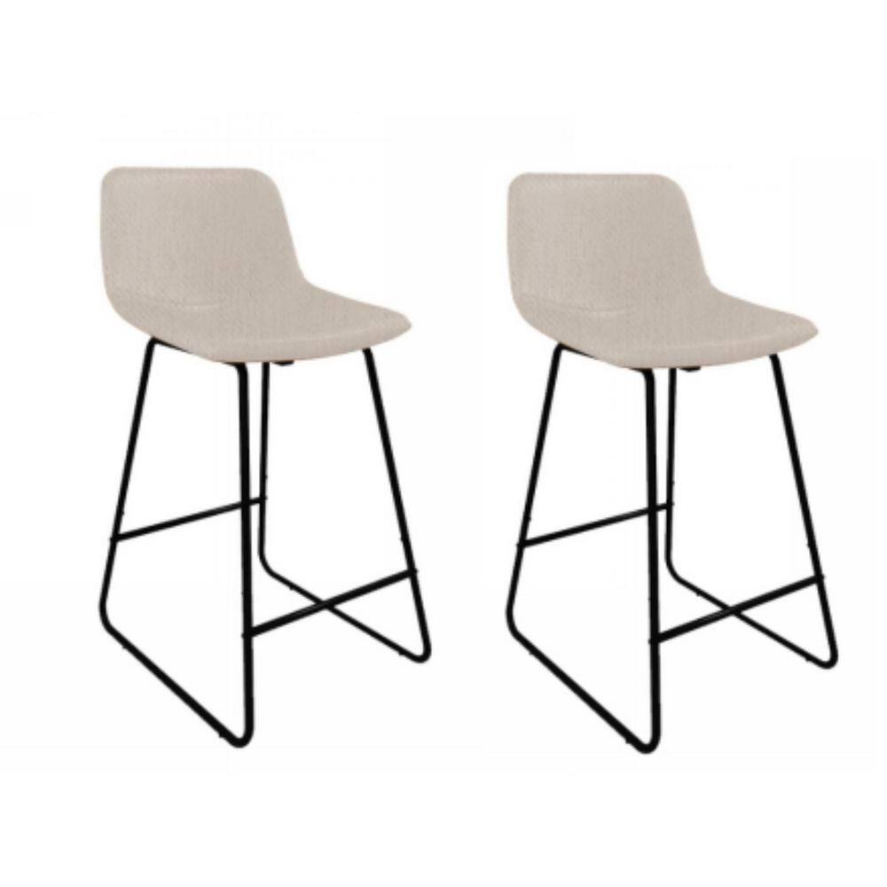 LUE BONA Alexander 30 in. Linen Bar Stools Low Back Metal Frame Counter ...