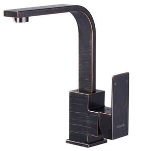 WOWOW Single Handle Gooseneck Bar Faucet with 360 Swivel in Brushed ...