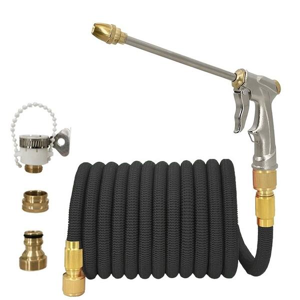 ITOPFOX 1 2 in. x 25 ft. High Pressure Thickened Garden Hose Retractable Water Hose Car Washing Tool Set with Gun Nozzle H2SA17OT291