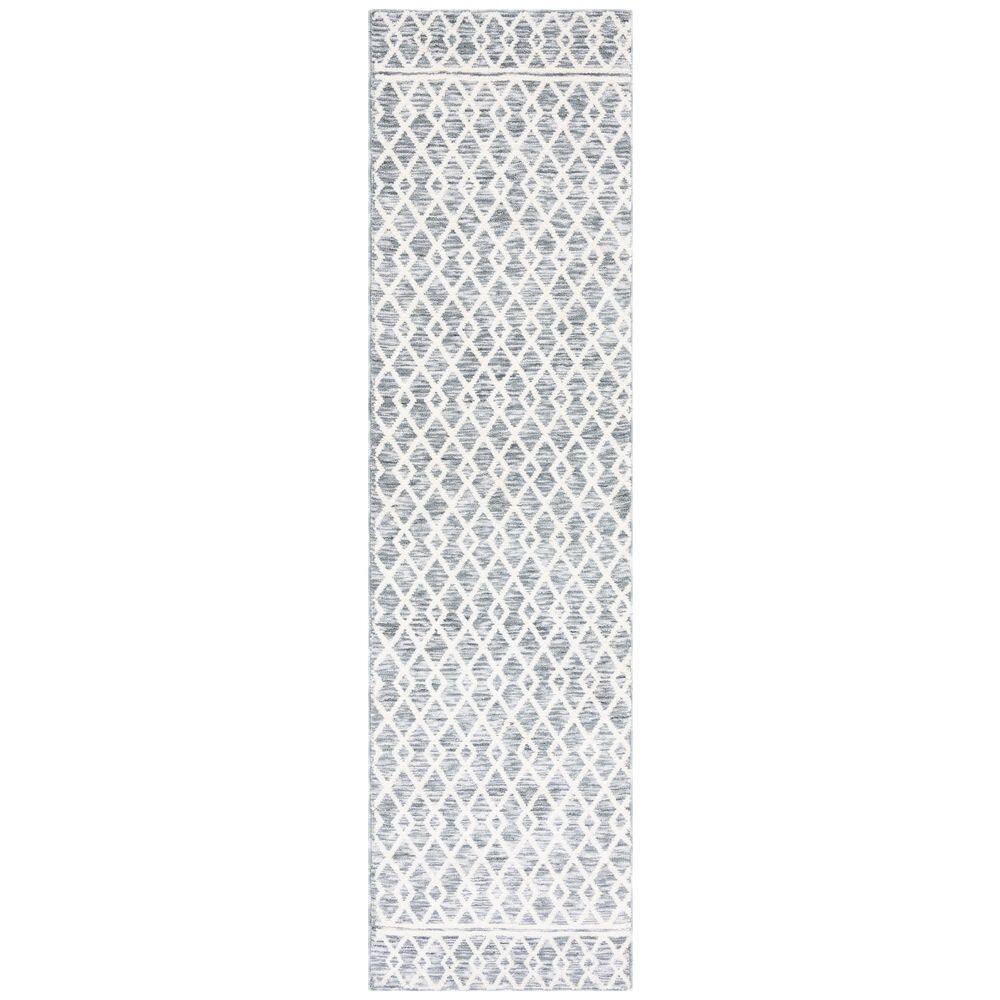 SAFAVIEH Easy Care Gray/Ivory 2 ft. x 12 ft. Machine Washable Geometric ...