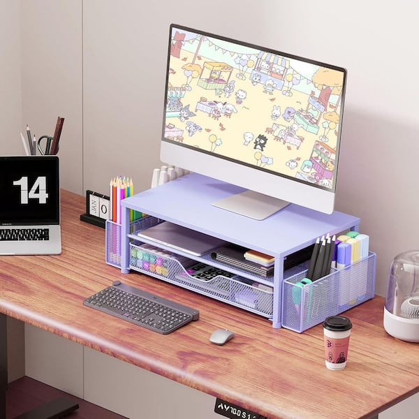 Blue 15.5 in. x 6.3 in. Metal Modern Desk Organizers with Drawer and 2 ...