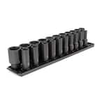 TEKTON 1/2 in. Drive Deep 6-Point and 12-Point Axle Nut Impact Socket Set, 14-Piece (27-39 mm ...