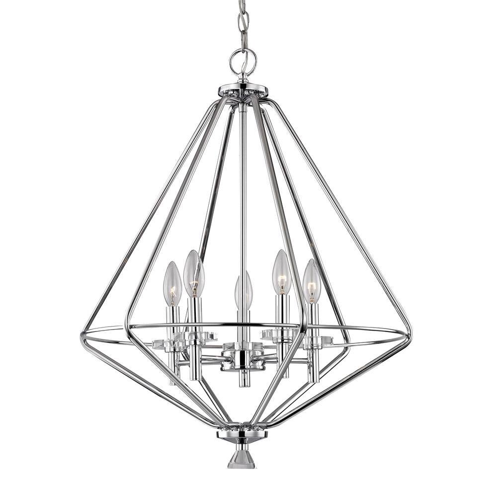 Home Decorators Collection Marin 5-Light Polished Chrome Pendant with ...
