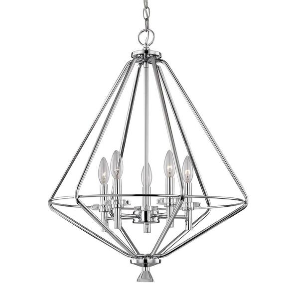 Home Decorators Collection Marin 5-Light Polished Chrome Pendant with ...
