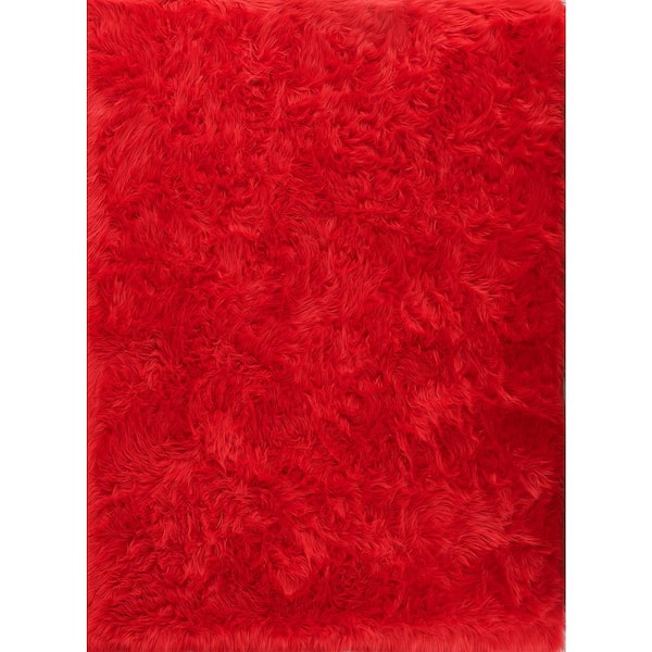 Amazing Rugs Cozy Collection Ultra Soft Red 5 ft. x 7 ft. Area Rug ...
